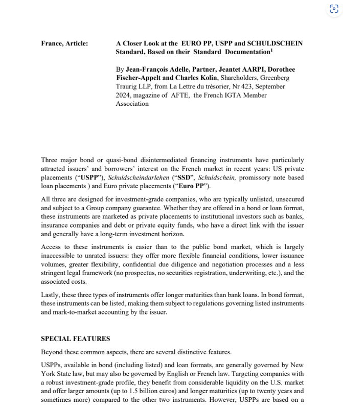 A Closer Look at the EURO PP, USPP and SCHULDSCHEIN Standard, Based on ...